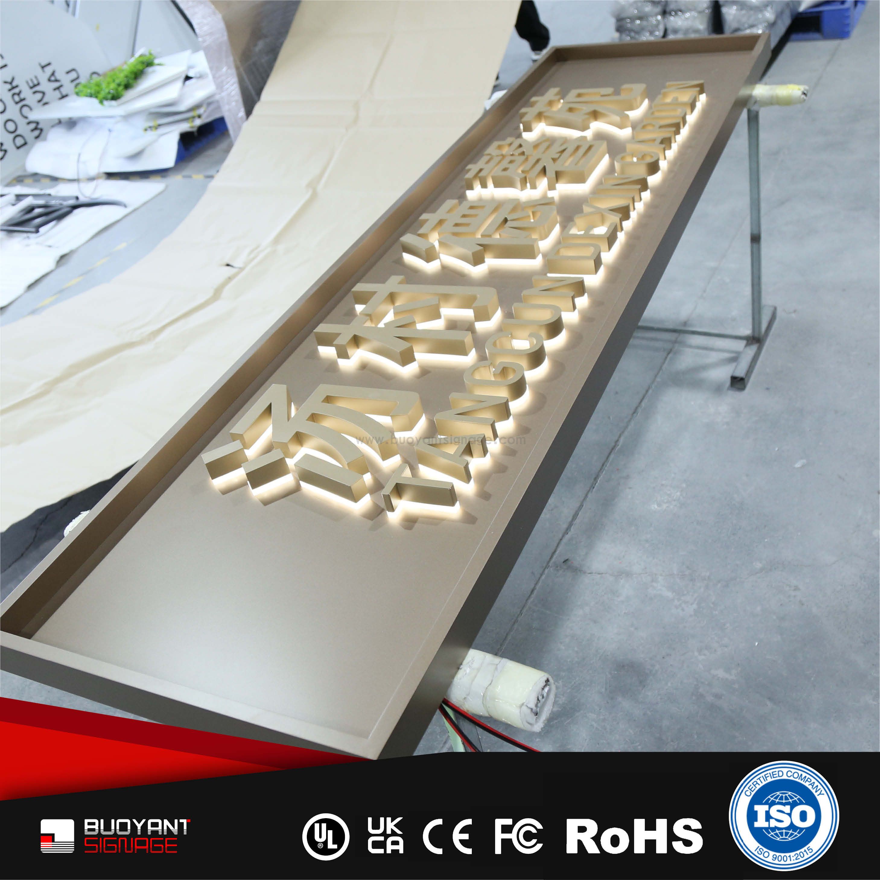 Professional Custom Letter Logo LED Backlit Signs with Backboard for ...