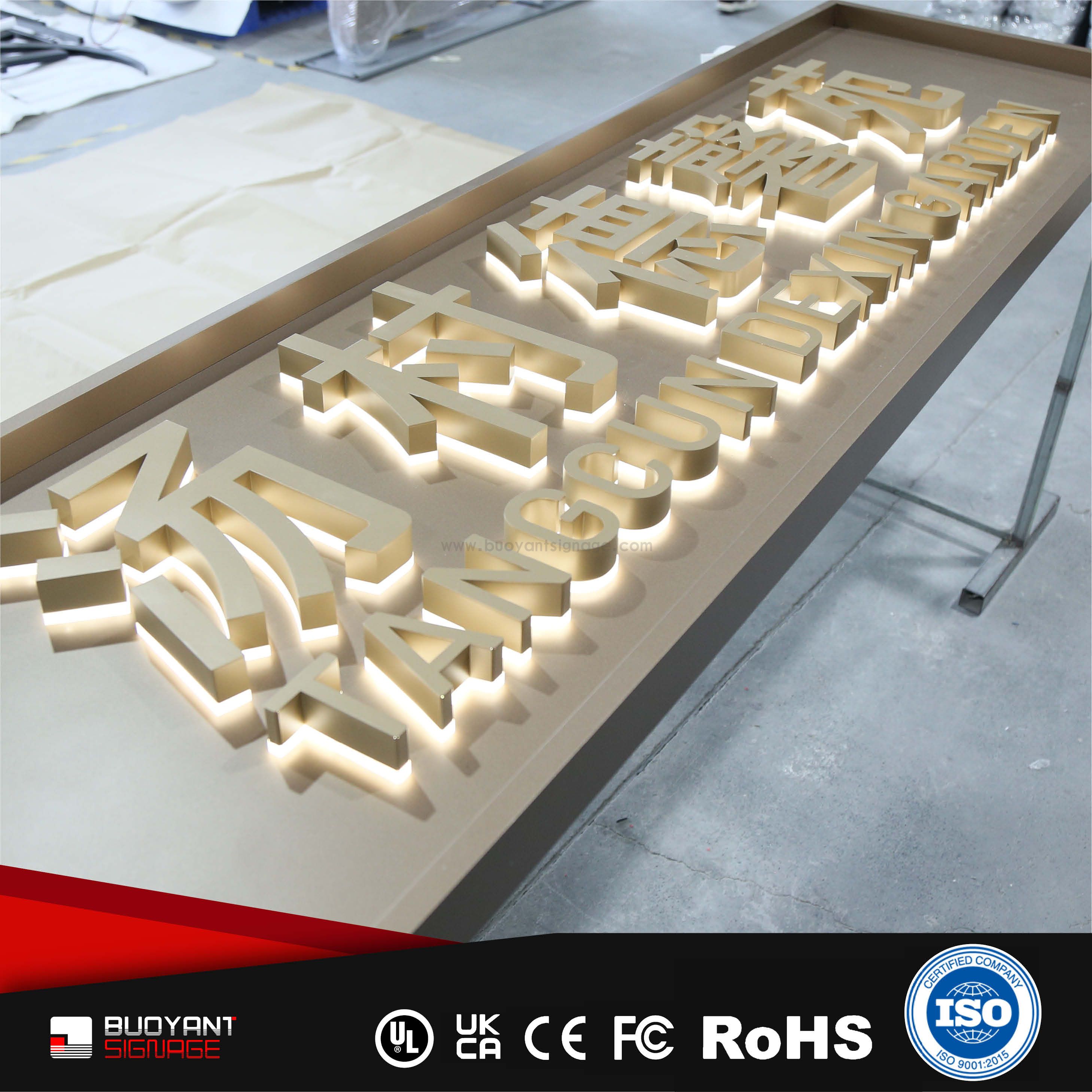 Professional Custom Letter Logo LED Backlit Signs with Backboard for ...